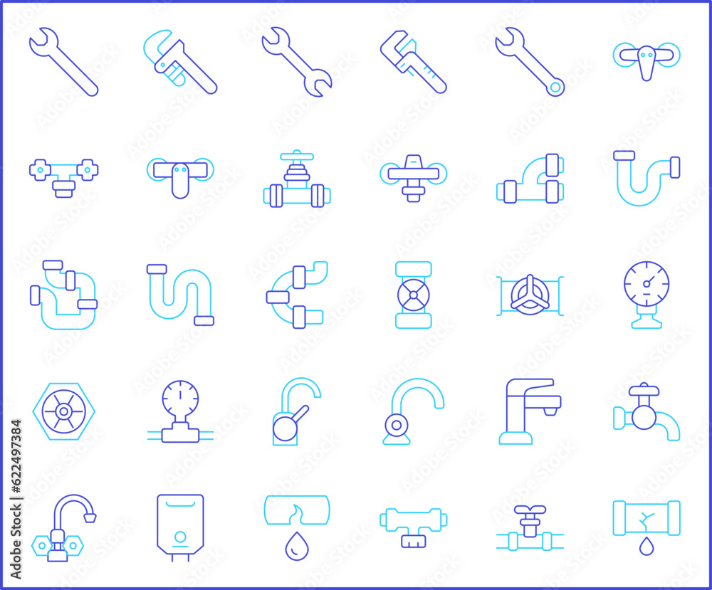 Simple Set of plumbing Related Vector Line Icons. Vector collection of ...