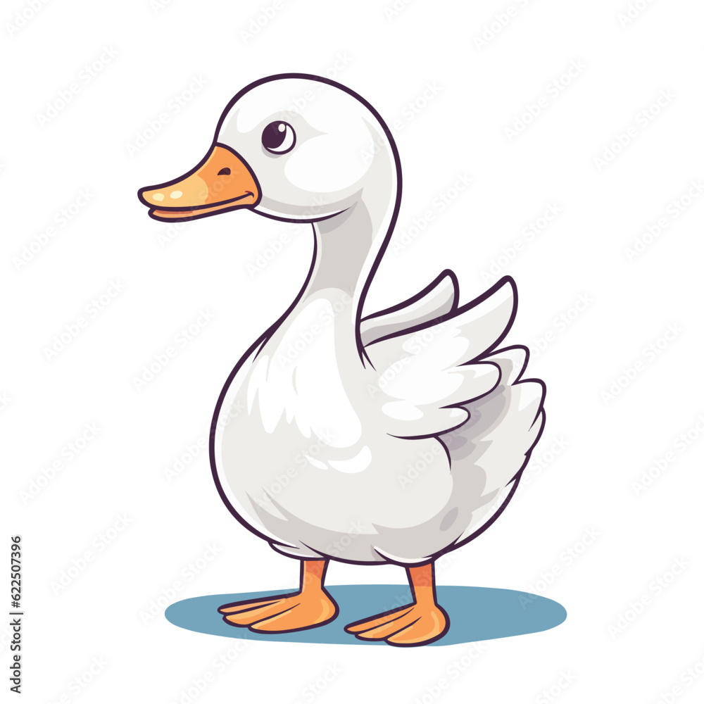 Cute Goose Cartoon Character: Perfect for Children's Farm-themed ...