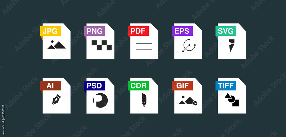File Formats And Labels Icons Images File Type Icons Pictures File Format Icons Vector
