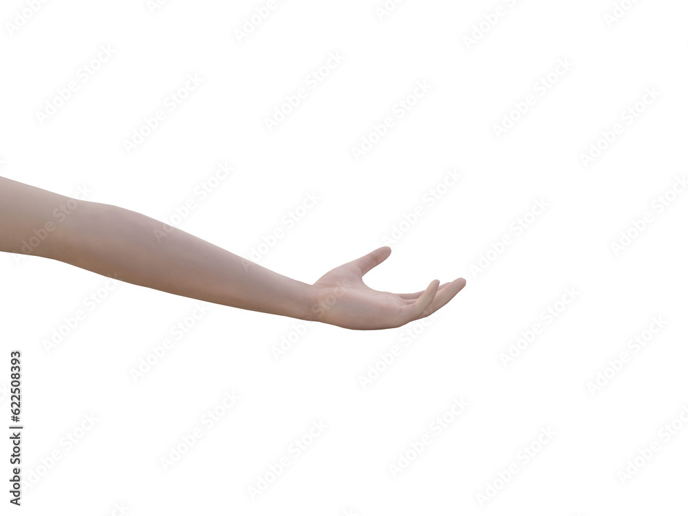 Human hand reaching on transparent background png file. 3D rendering ...