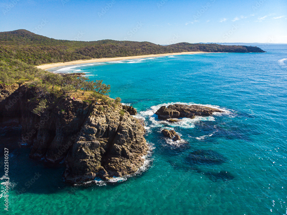 aerial panorama of beautiful alexandria bay in noosa national park with ...