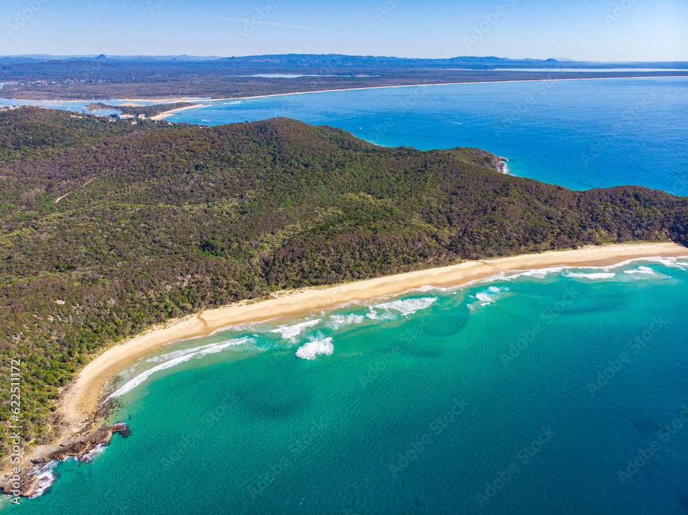 aerial panorama of beautiful alexandria bay in noosa national park with ...