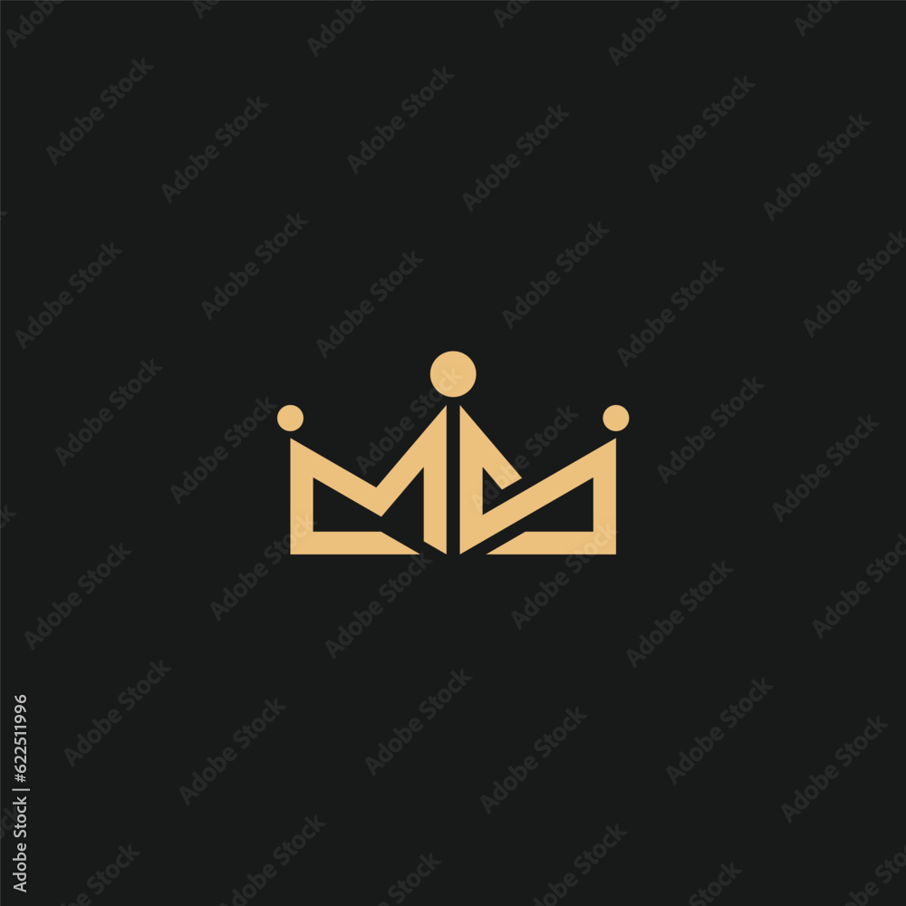 Luxury Letter MS Golden Crown Logo Design Vector Template Stock Vector ...