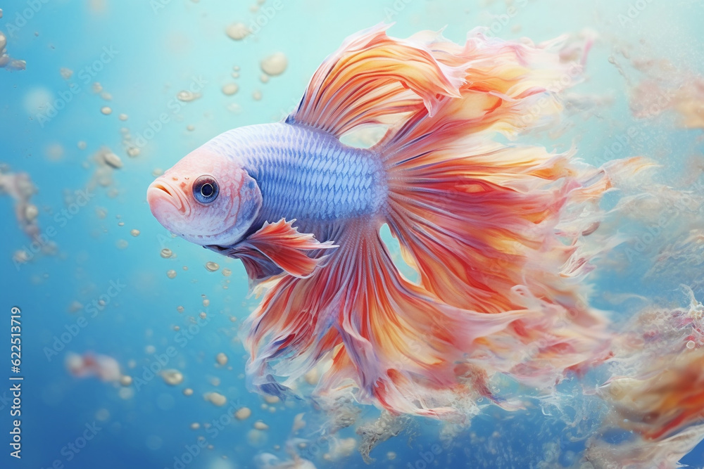 Siamese fighting fish, betta splendens, blue Siamese fighting fish ...