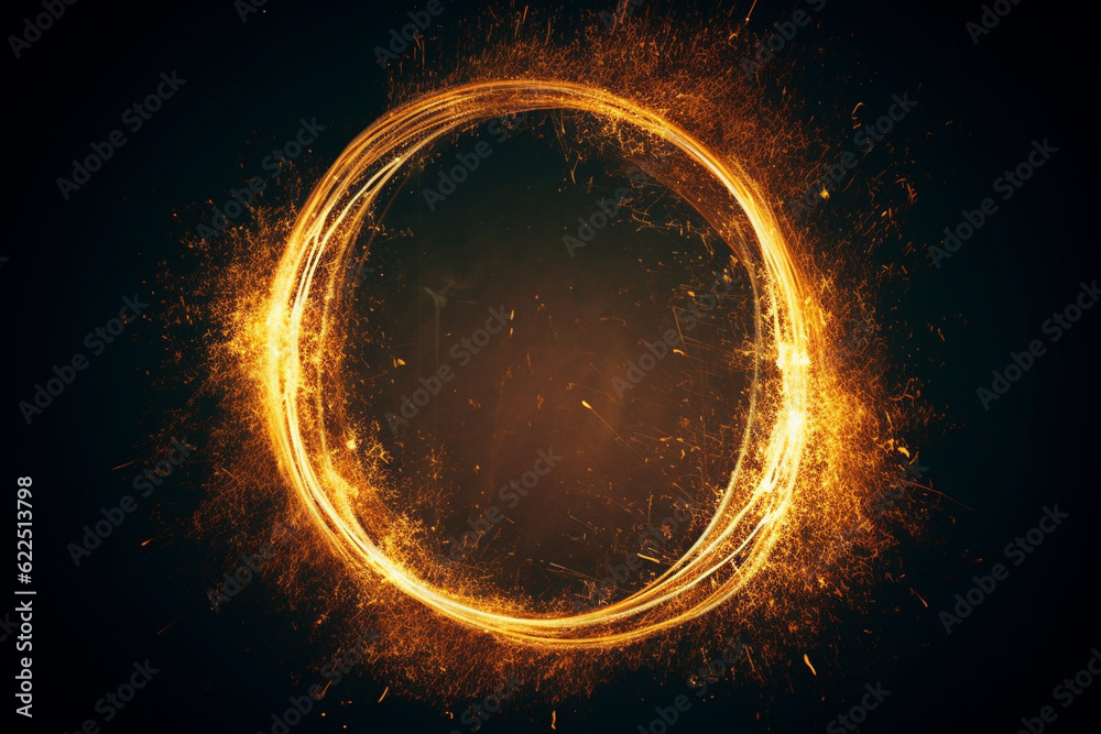 pure circle fire with sparks, abstract fire ring of fire flame ...