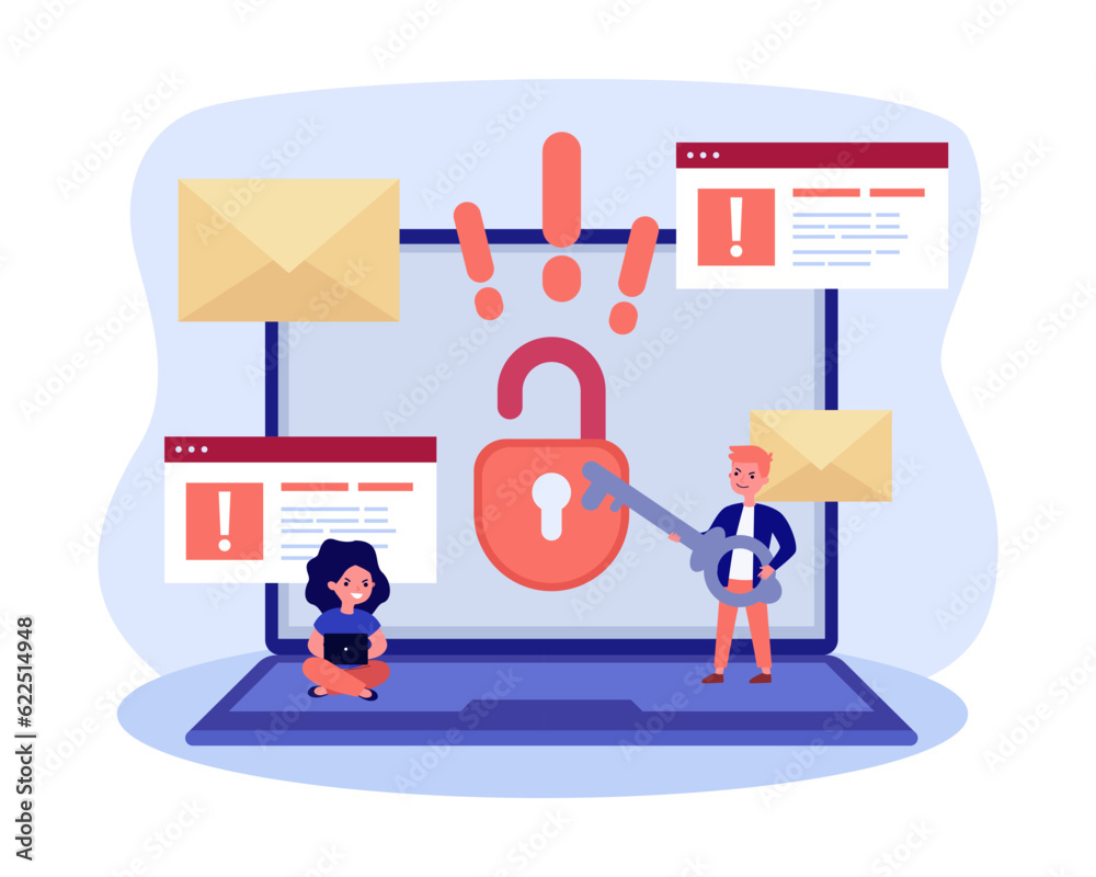 Teenage hackers attacking internet vector illustration. Cartoon drawing ...