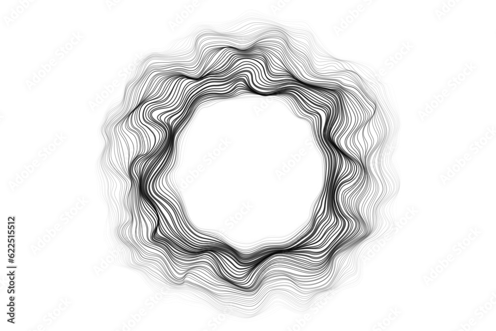 Abstract circle lines wave black isolated on transparent background ...