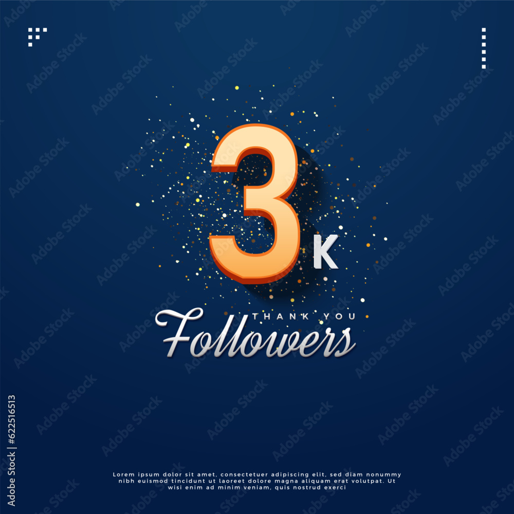 3k followers with smooth and realistic figure shading. design premium ...