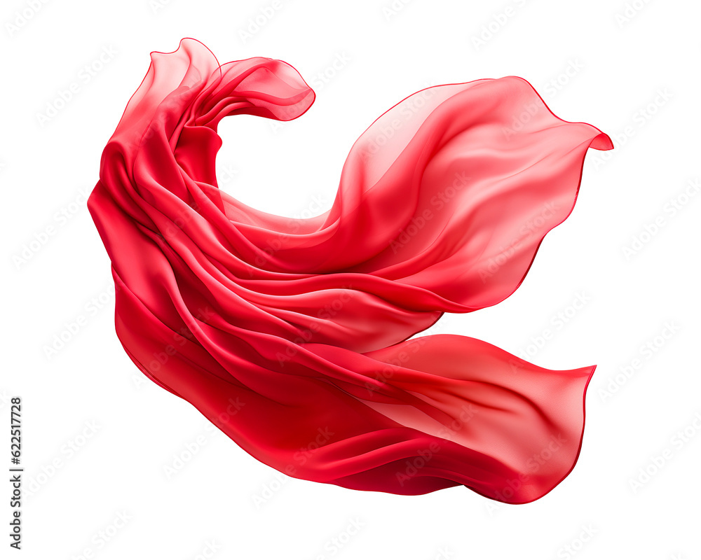 Red silk fabric floating on white Stock Photo | Adobe Stock