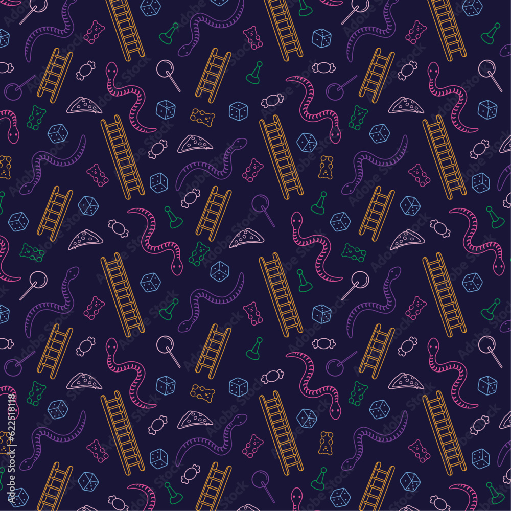 Seamless Snakes and Ladders Game Night Pattern Stock Vector | Adobe Stock