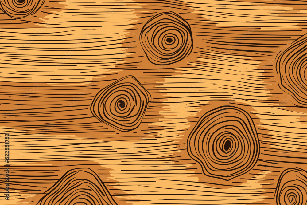 Doodle inspired Wood texture, cartoon sticker, sketch, vector ...