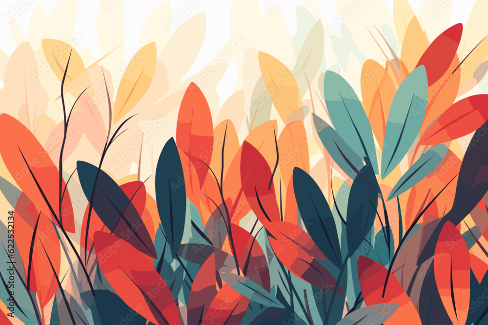 Doodle inspired Blurred foliage, cartoon sticker, sketch, vector ...