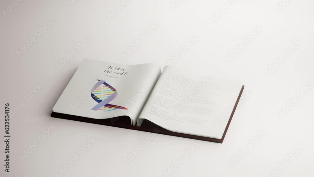 3D Animation of a DNA Guidebook flipping open to reveal information and ...