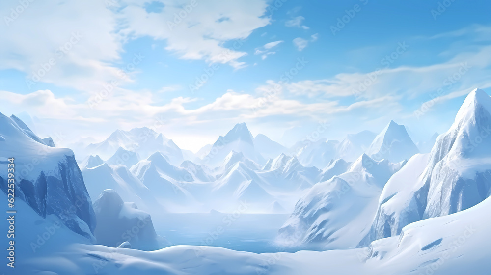 Hand drawn cartoon beautiful illustration of winter snow scene Stock ...