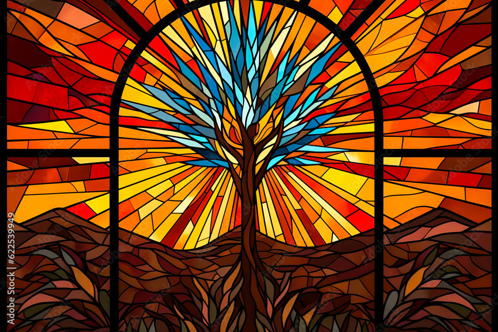 Majestic stained-glass depiction of captivating Exodus 3:1-15 scripture ...