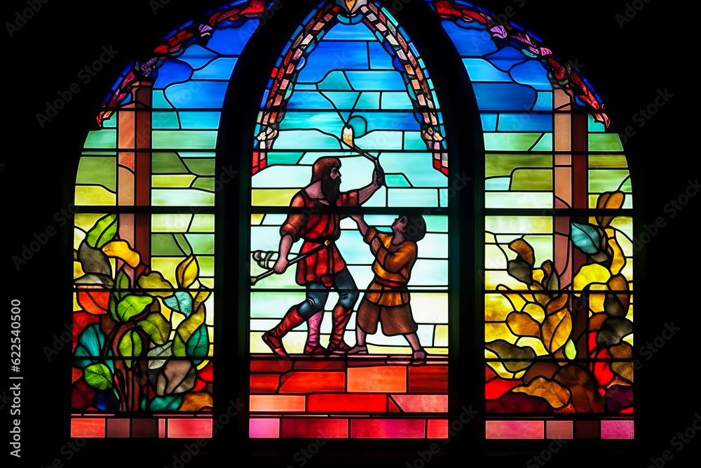 Photo & Art Print Majestic stained glass depicting the biblical scene ...