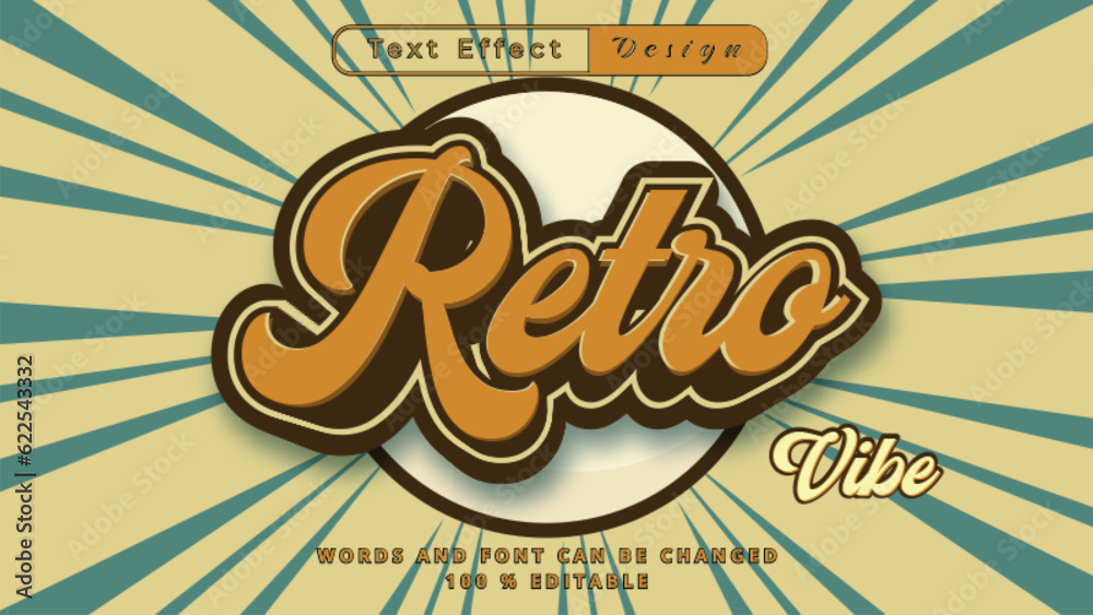 Retro vibe vintage bold 3D editable text effect. Vintage text effect ...