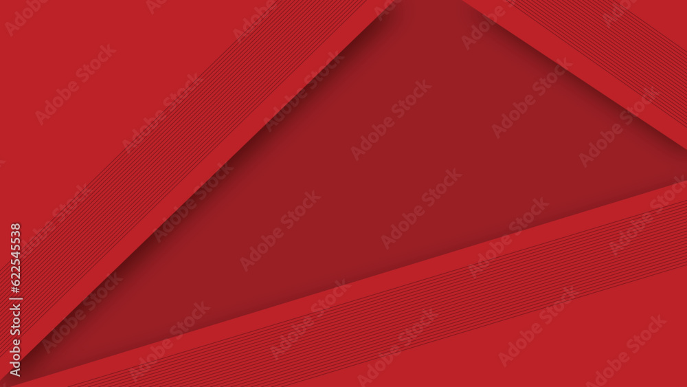 Vector background with red color paper cut shapes and line elements ...