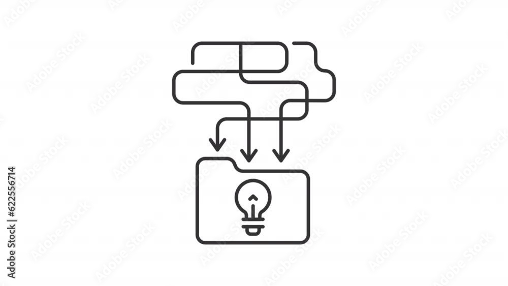 Data Organization Line Animation File Folder With Light Bulb Animated Icon Confusing Path