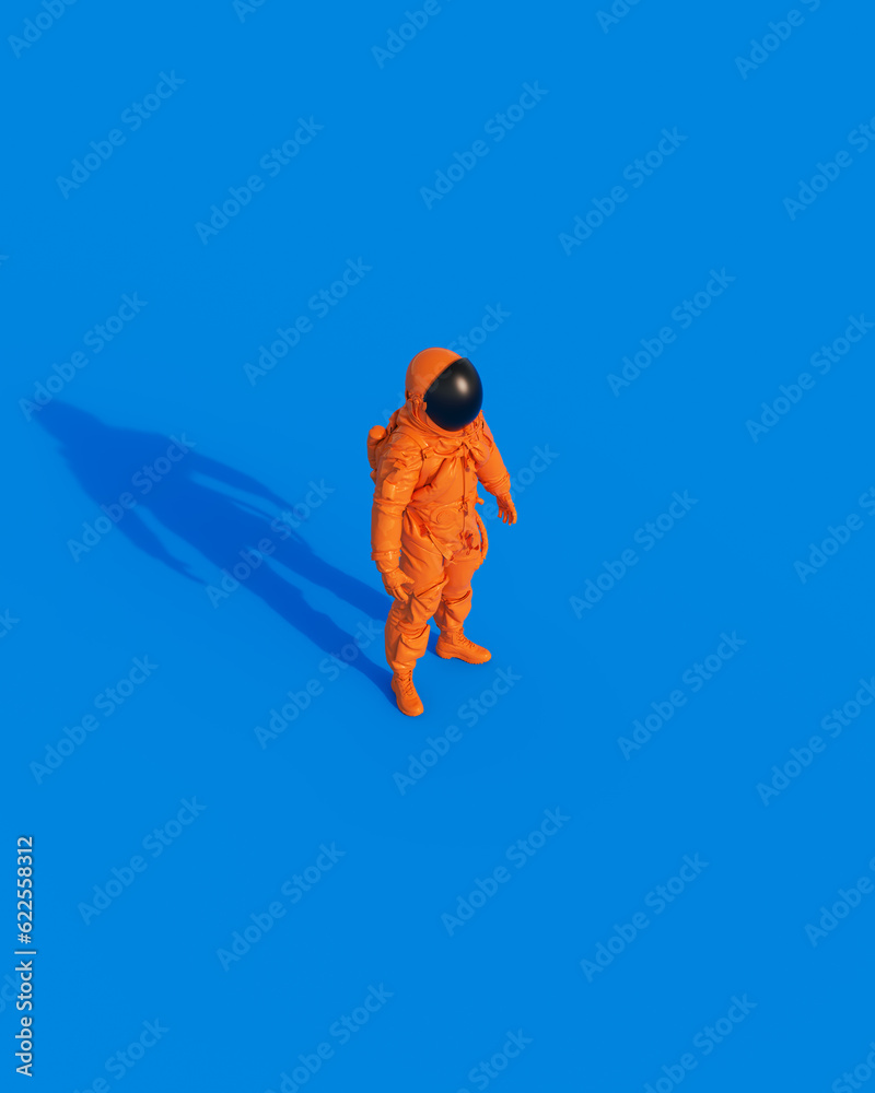 Orange spaceman astronaut retro space suit escape 90s 80s sunlight gen ...