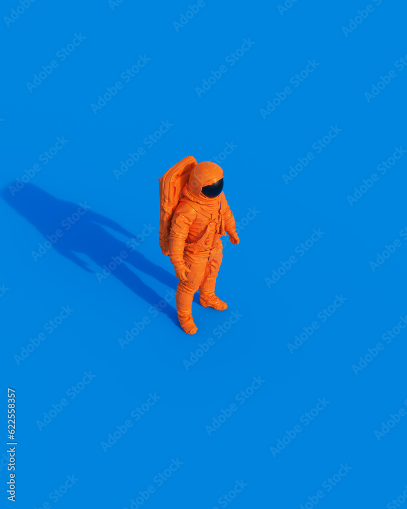 Orange spaceman astronaut retro space suit 90s 80s sunlight gen z blue ...
