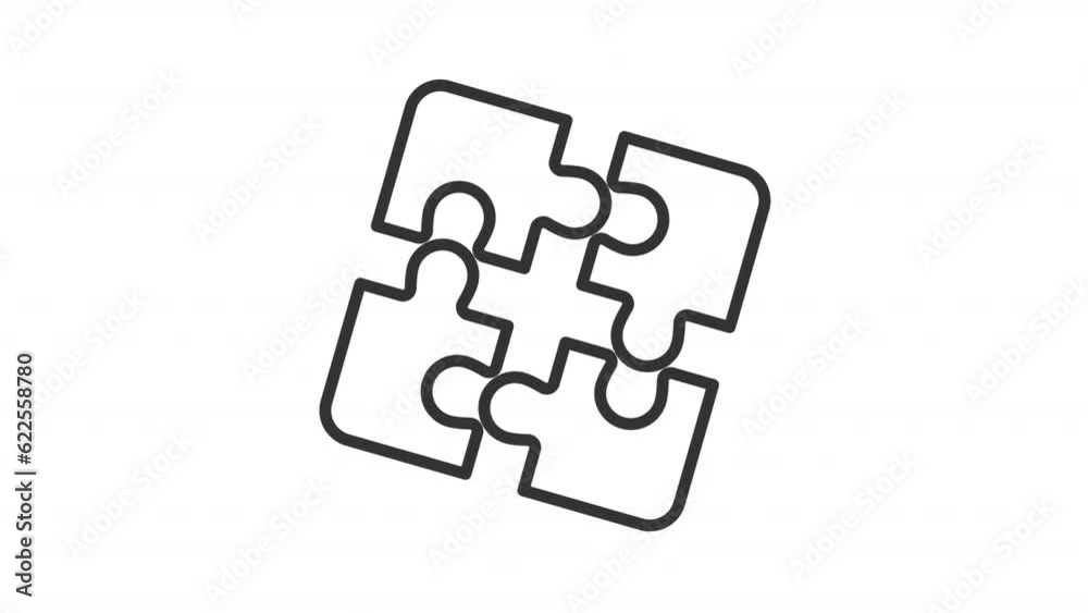 Puzzle pieces animated icon. Separate and connect line animation. Logic ... Puzzle pieces animated icon. Separate and connect line animation. Logic ...