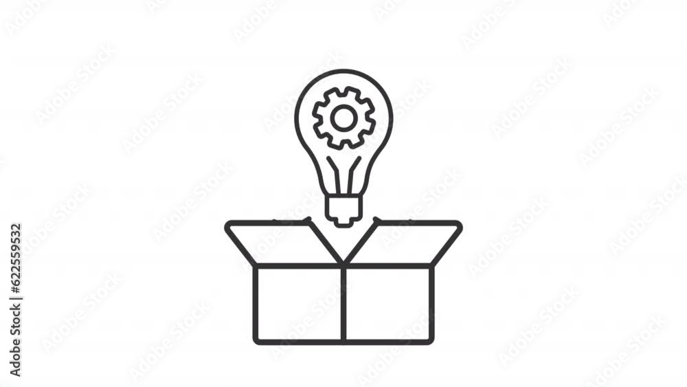 Creative process animation set. New idea animated line icons. Problem ...