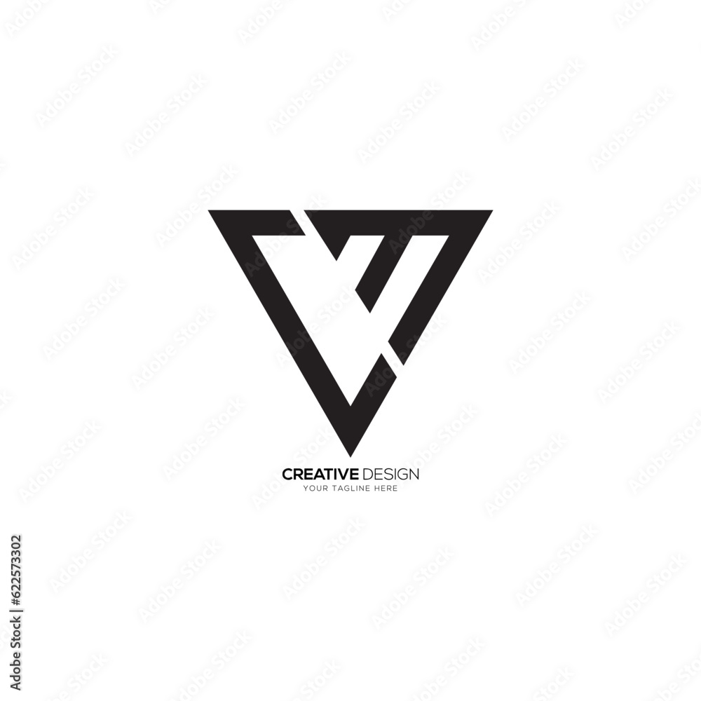 Triangle shape modern letter CM creative line art monogram logo. CM ...