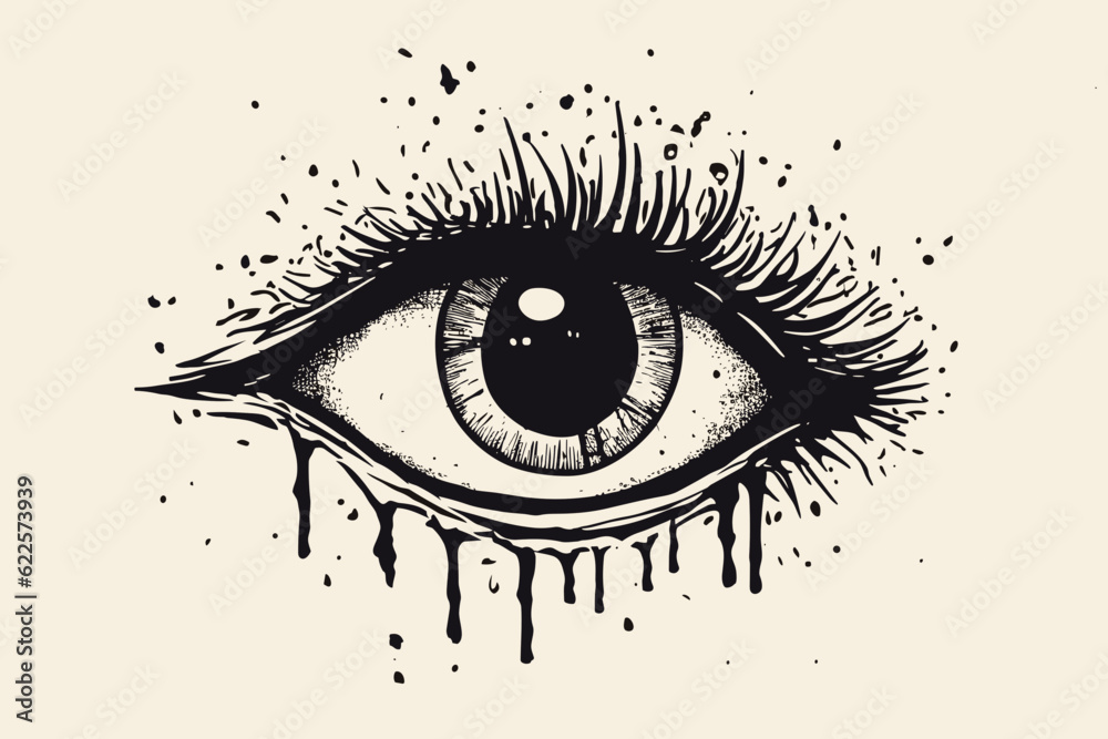 Doodle inspired Eye exam, cartoon sticker, sketch, vector, Illustration ...