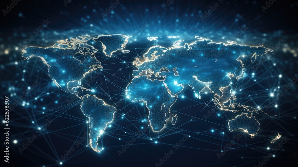 earth globe with connecting lines, internet concept, digital background ...