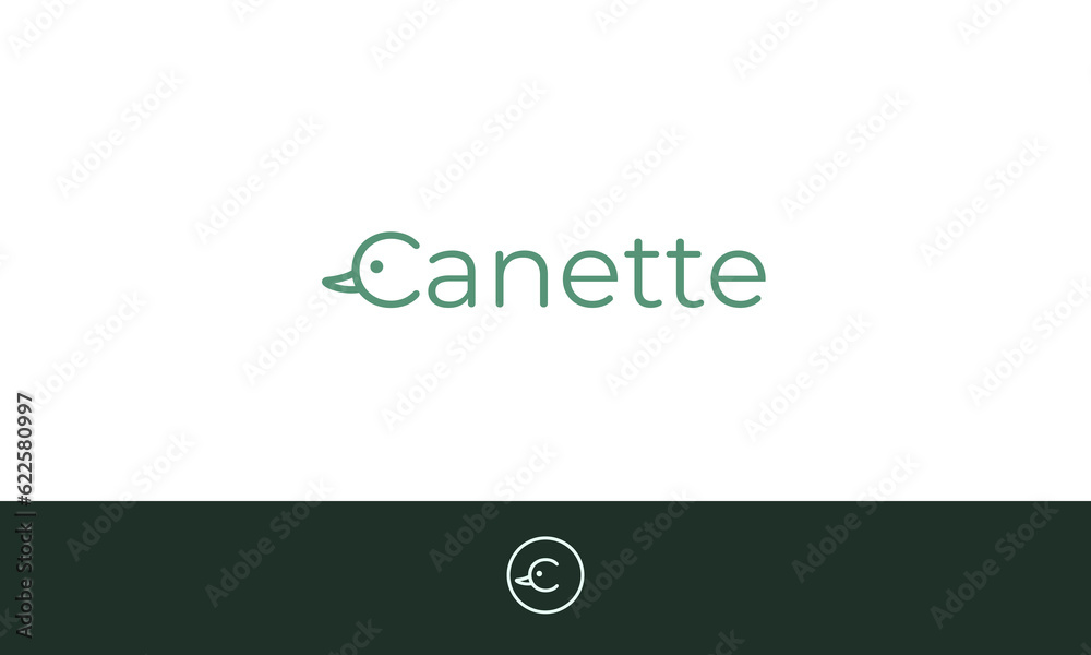 canette logo typography style with letter C as baby duck head vector de ...