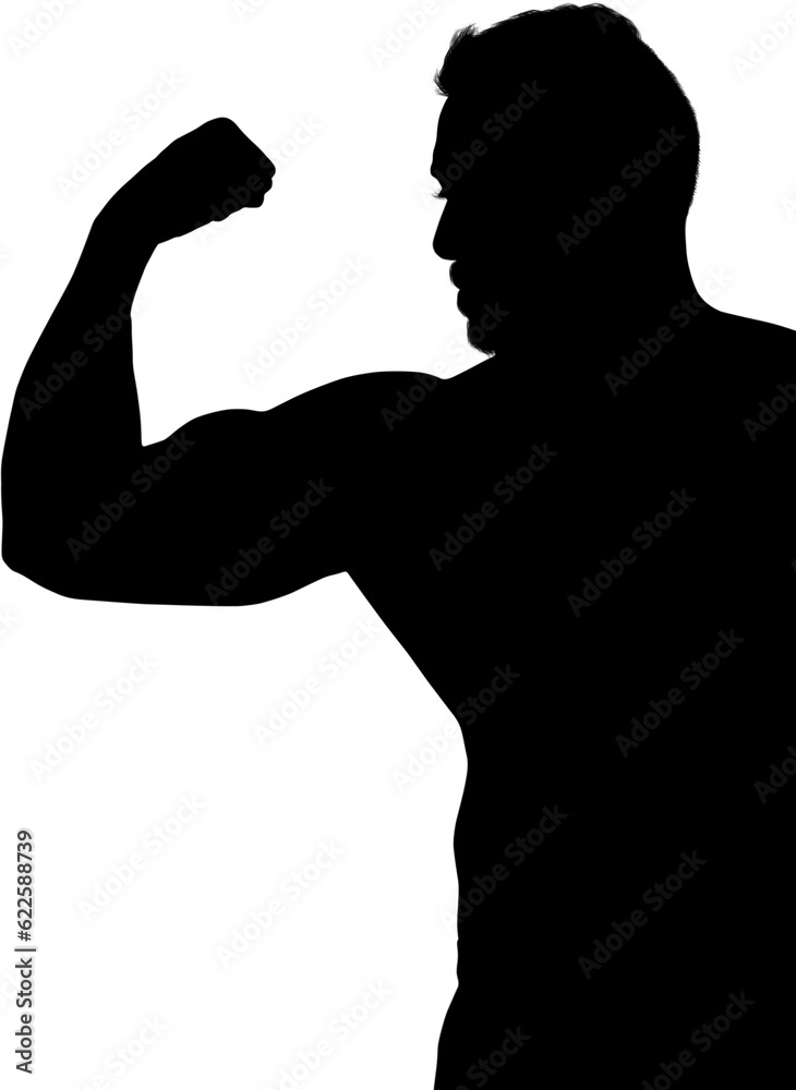 Digital png silhouette image of man flexing muscles on transparent ...