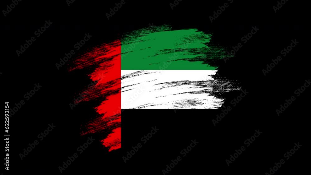 4K Paint Brush United Arab Emirates Flag with Alpha Channel Stock Video ...