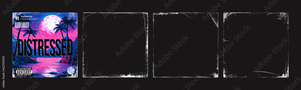 Vintage grunge paper texture for cd album cover. Old worn edges overlay ...