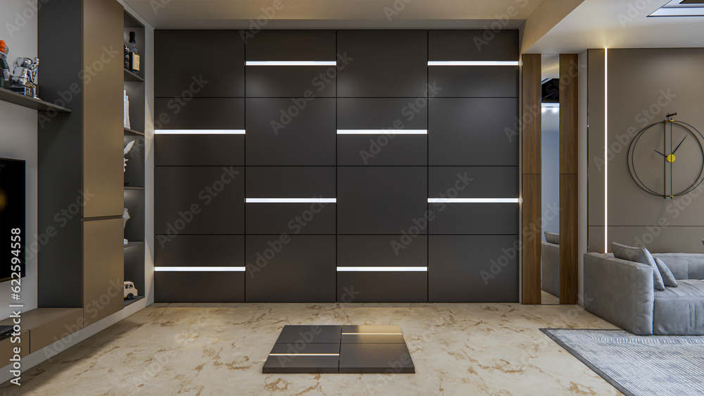 3d rendering unique decorative wall panel interior design Stock ...