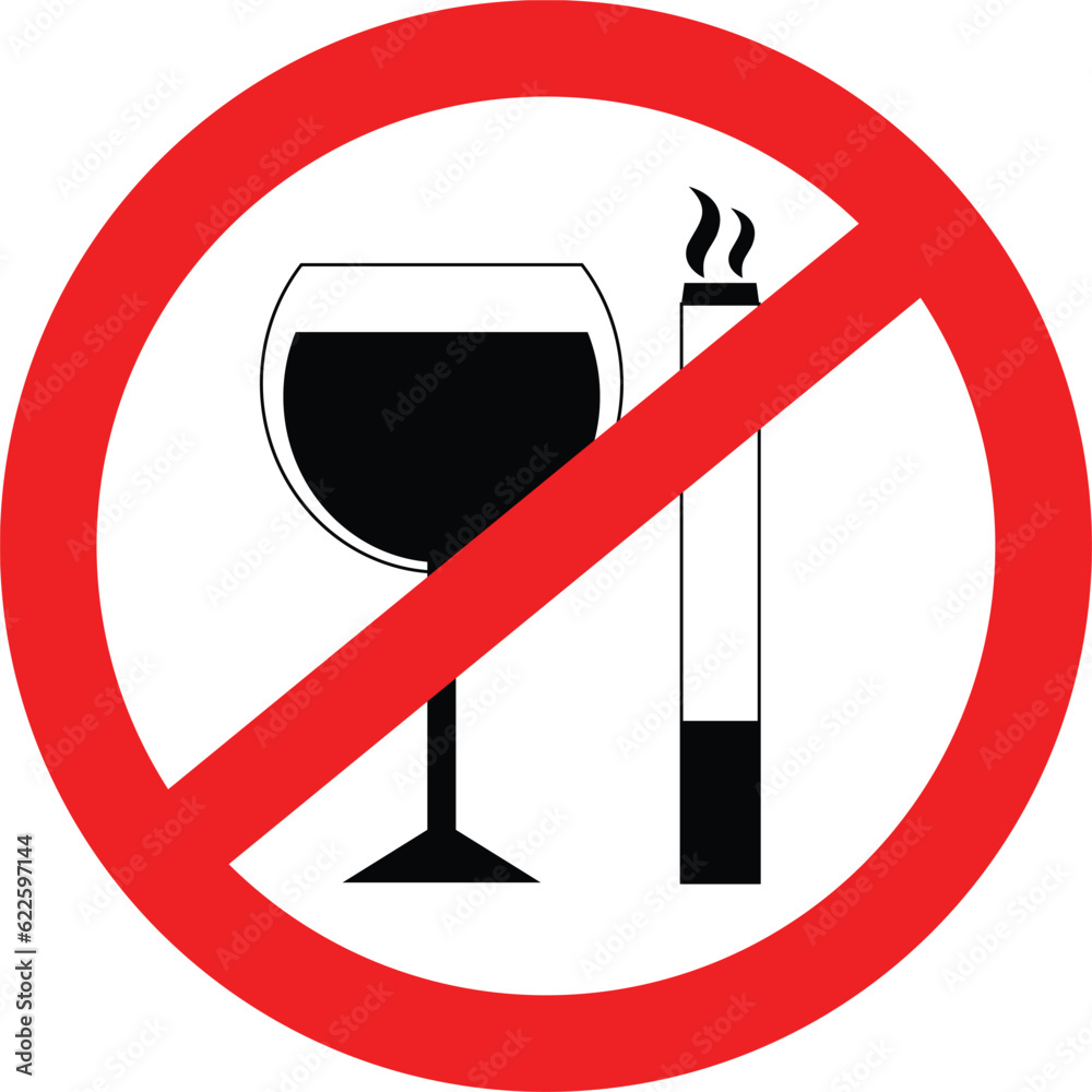 no smoking no alcohol sign Stock Vector | Adobe Stock