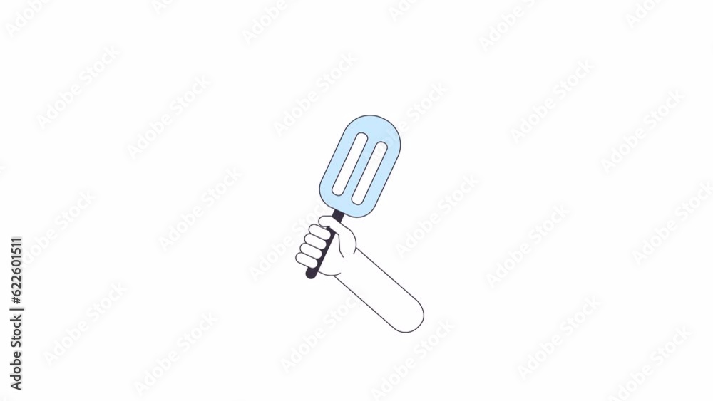 Vidéo Stock Holding ice cream dessert line 2D hand animation. Summer ...