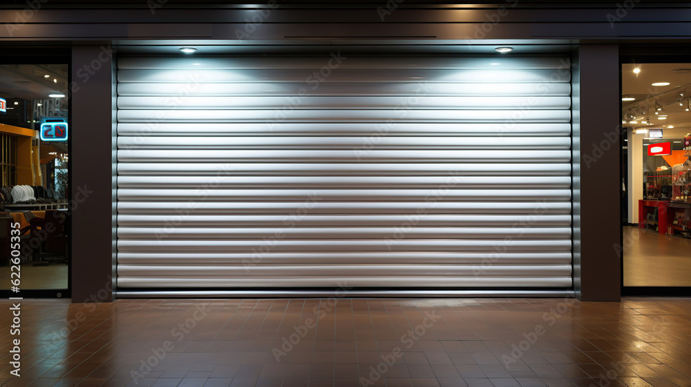 white roller shutter door closed security in modern house. close up ...