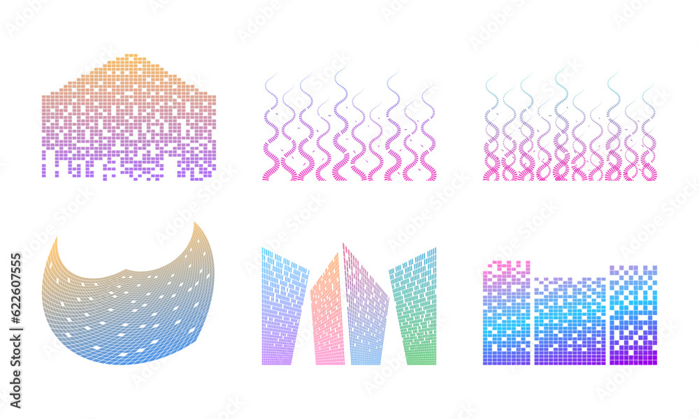 Set of elements. Disintegration pixel effect vector illustration ...