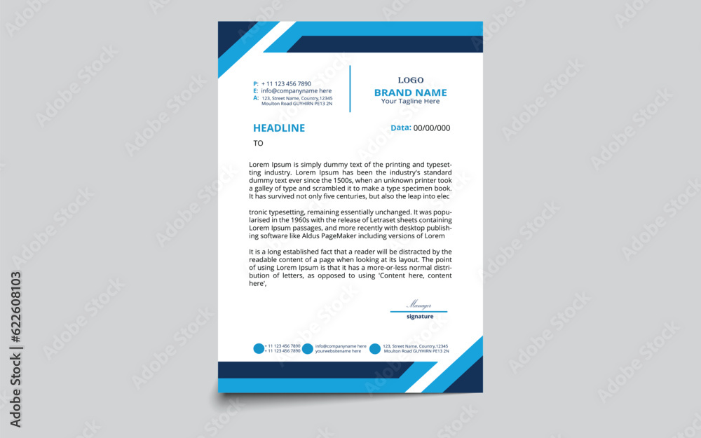 a4 size Blue and Dark color letterhead template - creative business ...