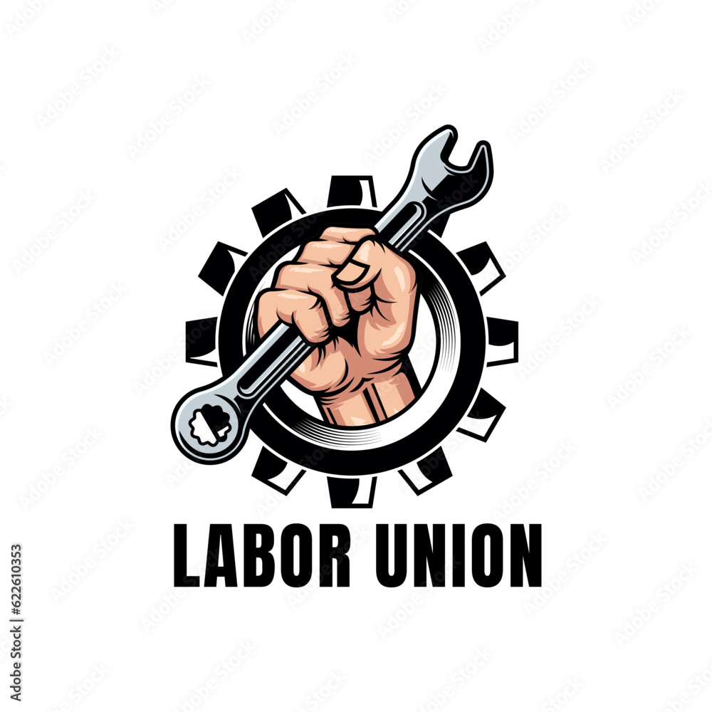 Labor union logo vector isolated on white background. Stock Vector ...