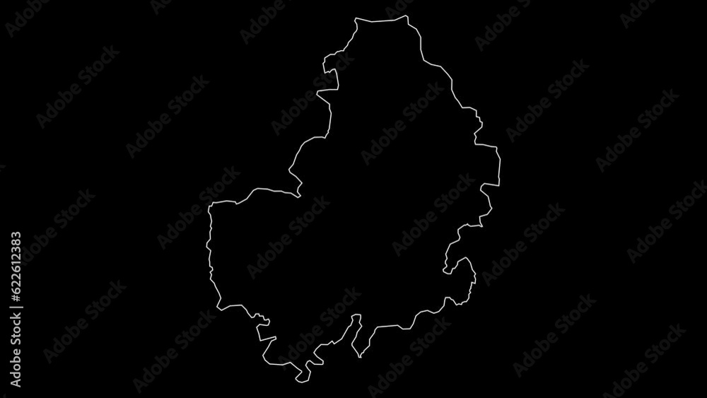 Bo district map of Sierra Leone outline animation Stock Video | Adobe Stock