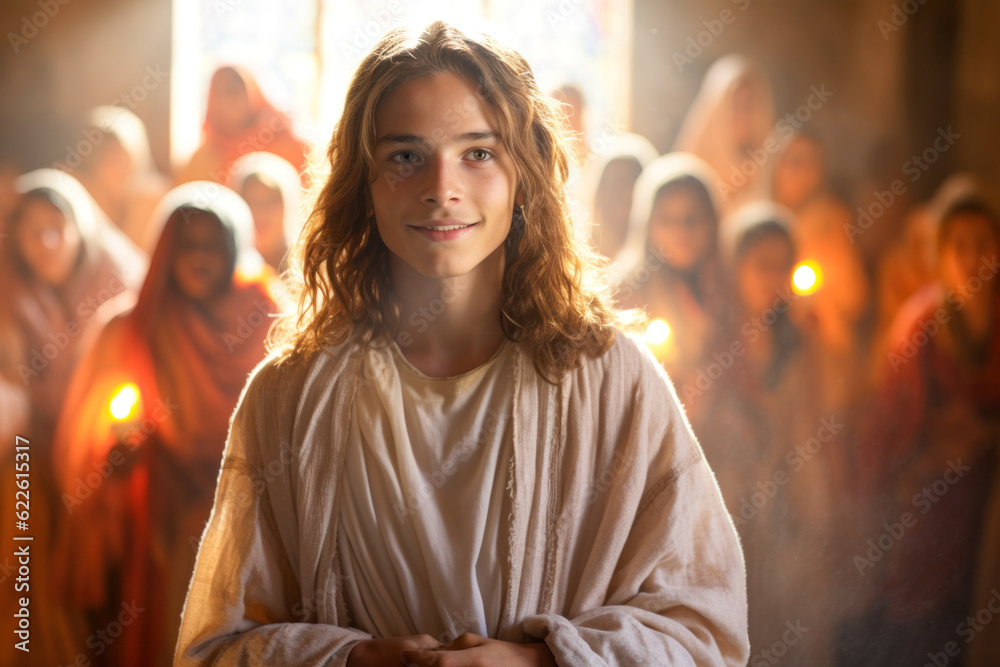 Jesus Christ at a young age preaching and teaching in the synagogue to ...