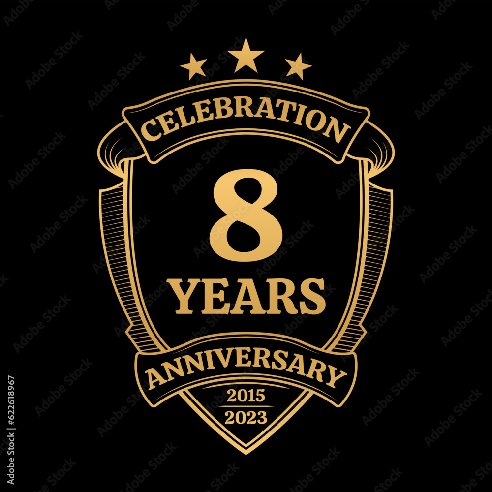 8 year anniversary icon or logo. 8th jubilee celebration, business ...