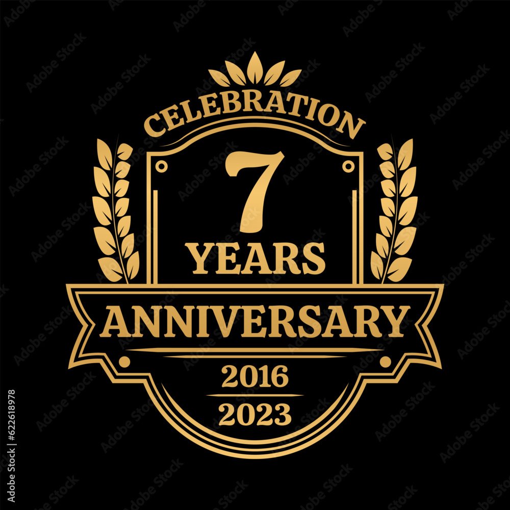 7 years anniversary icon or logo. Vintage birthday banner design. 7th ...