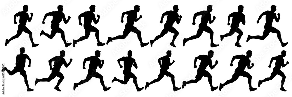 Runner silhouettes set, large pack of vector silhouette design ...
