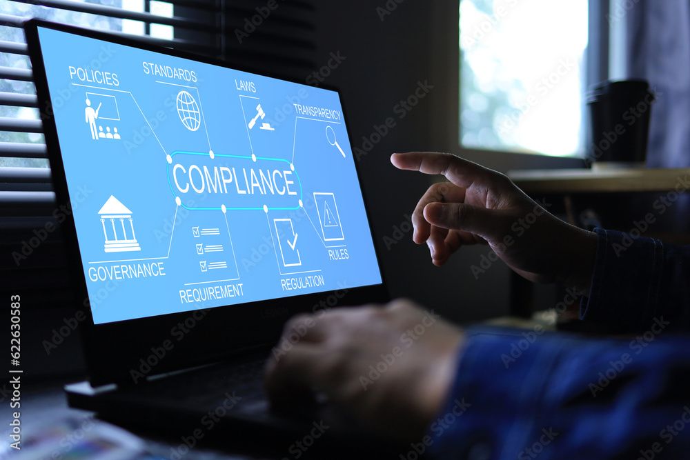 businessman working on compliance computer screen. Concept of legal ...