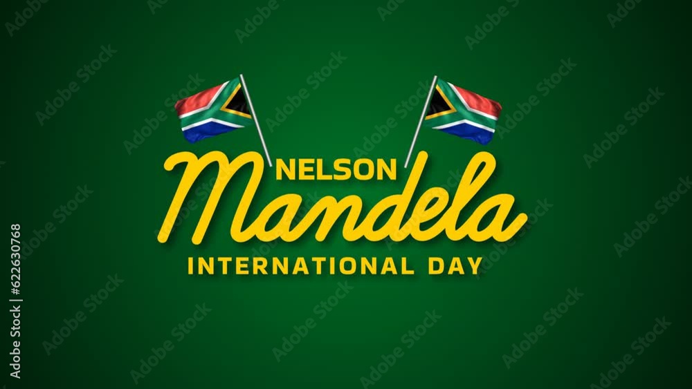 Nelson Mandela Day Text Animation in Yellow Color on Black and green ...