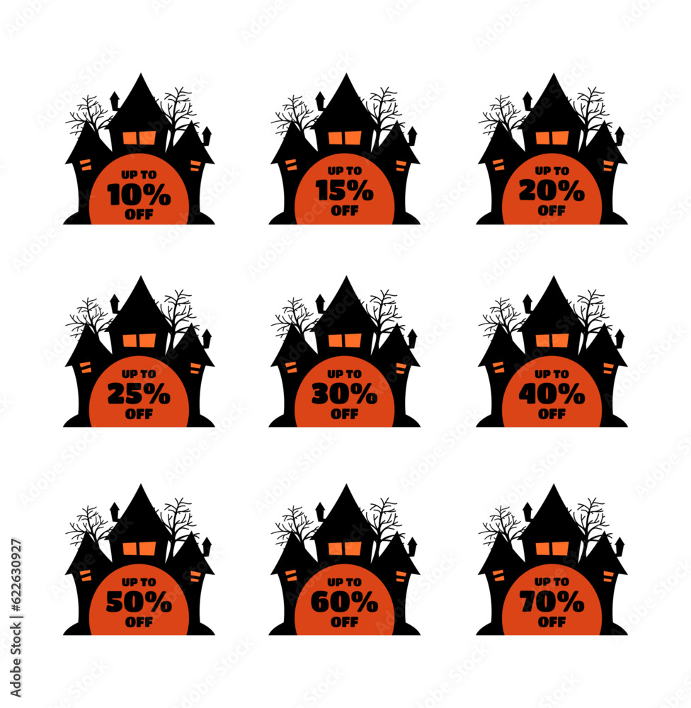 Halloween discount labels. Discount label for Halloween sale promotion ...
