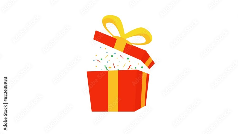 4k animated red gift box 2d animation footage Stock Video | Adobe Stock